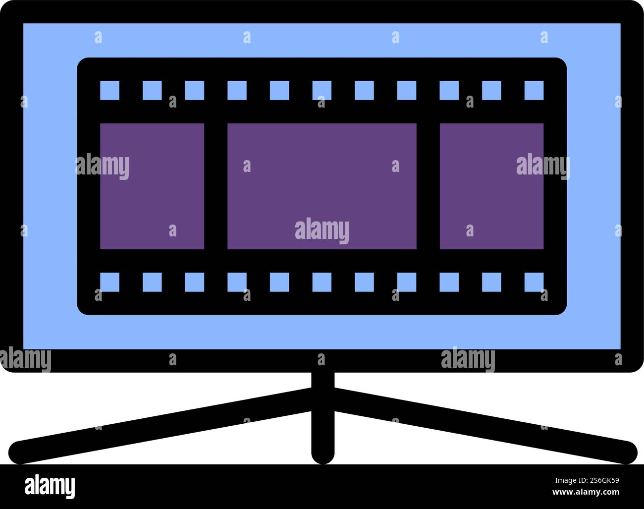 Cinema TV Screen Icon. Editable Bold Outline With Color Fill Design ...
