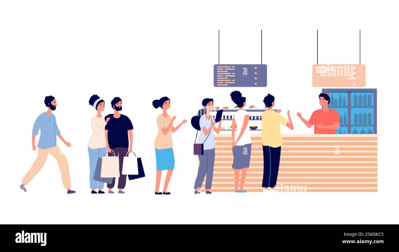 Queue for takeaway Stock Vector Images - Alamy