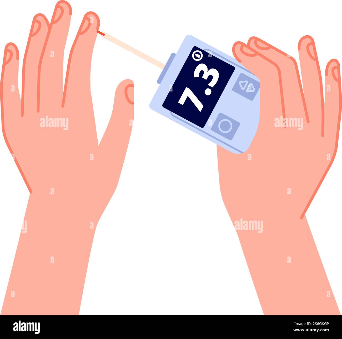 Glucose blood test. Glucometer display, sugar level measuring. Diabetic ...