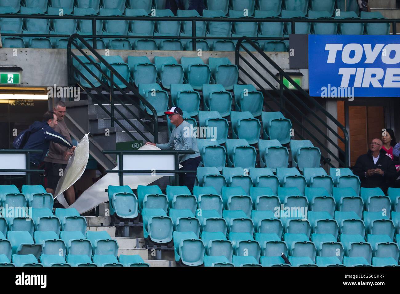 Sydney, Australia. 17th Jan, 2025. Debris falls from the roof in the ...