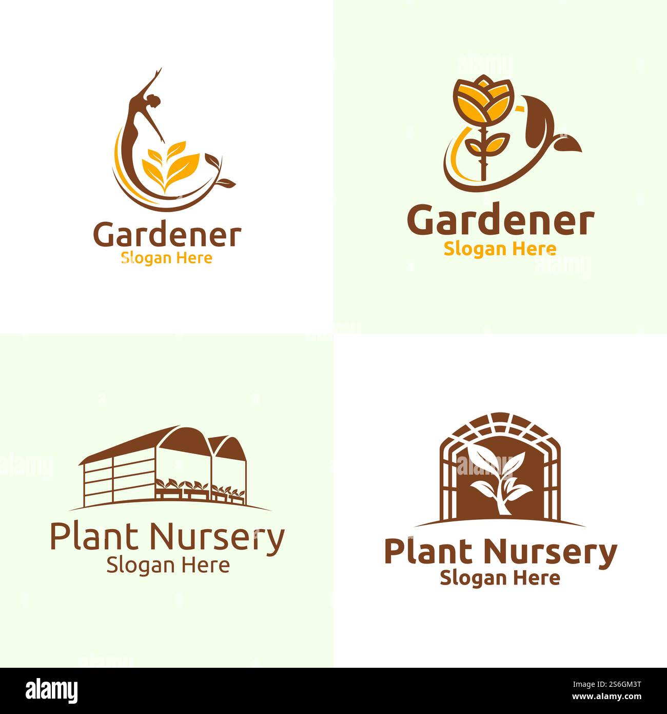 Organic Gardener Logo with Green Garden Environment or Botanical ...
