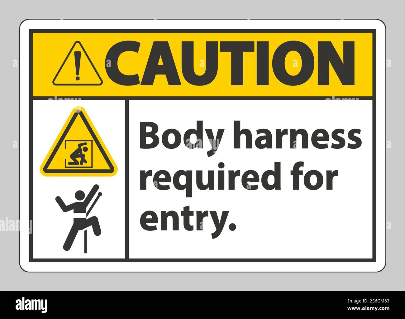 Caution Sign Body Harness Required For Entry Stock Vector Image & Art ...