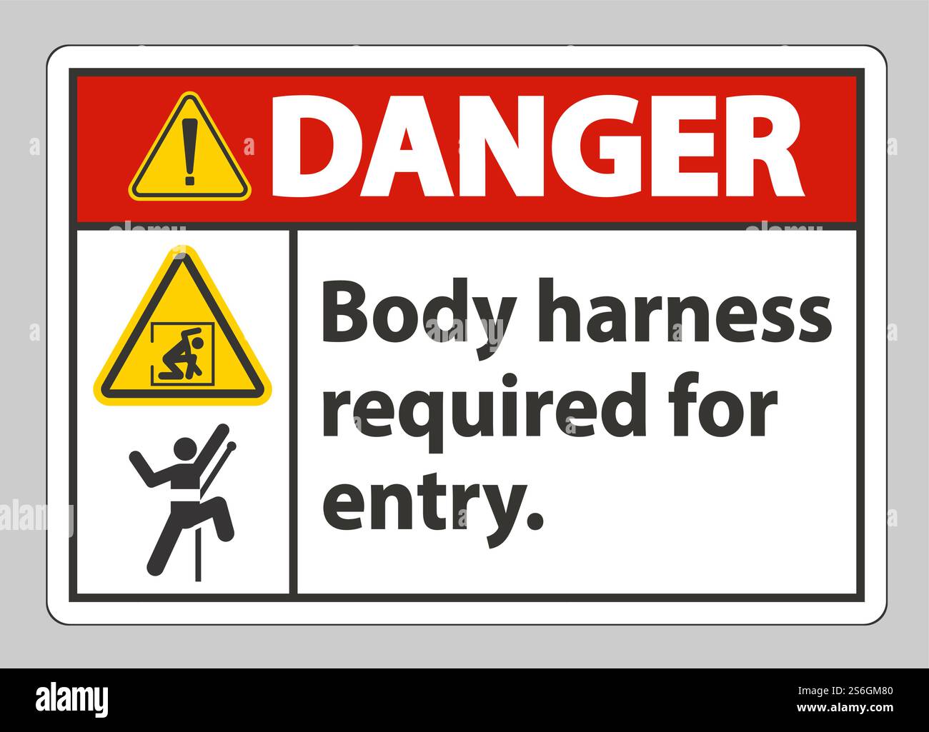 Danger Sign Body Harness Required For Entry Stock Vector Image & Art ...