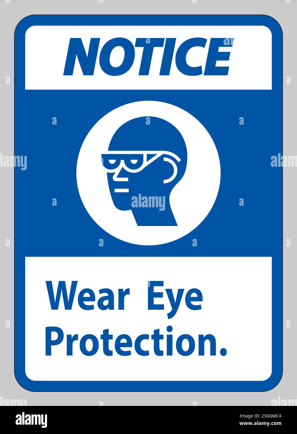Notice Sign Wear Eye Protection on white background Stock Vector Image ...
