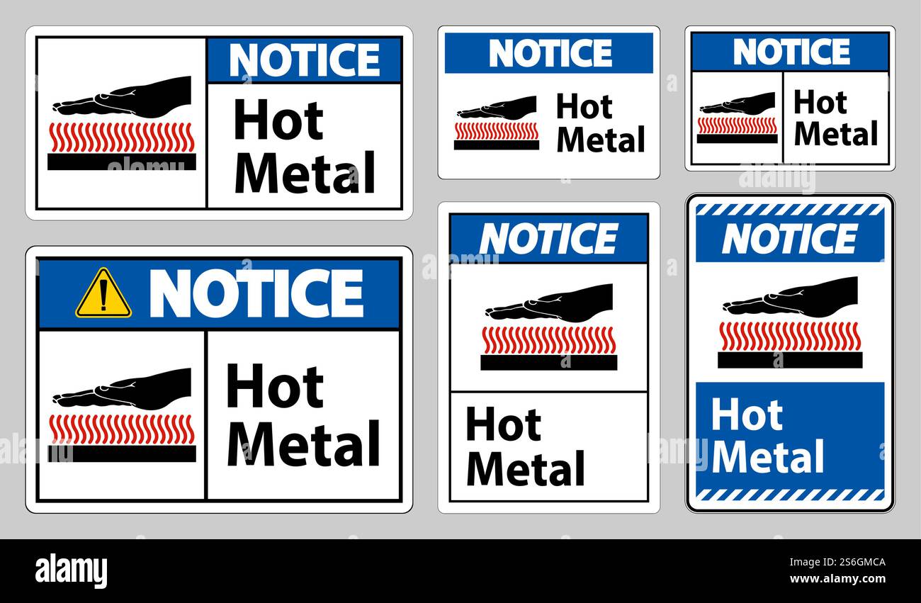 Notice Hot Metal Symbol Sign Isolated On White Background Stock Vector ...