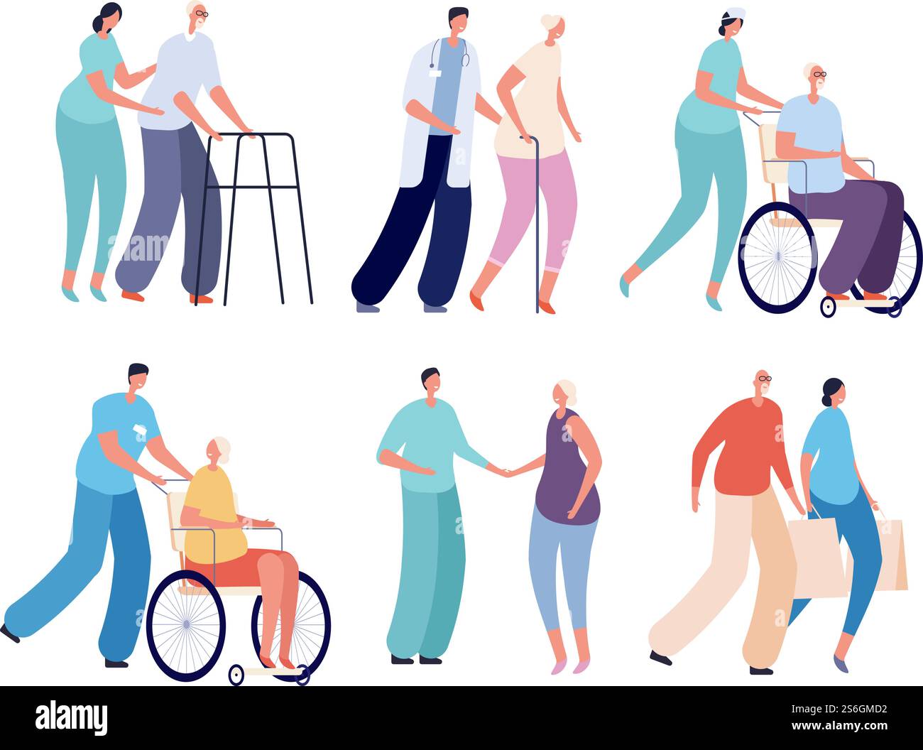 Old people nursing smiling volunteers hi-res stock photography and ...