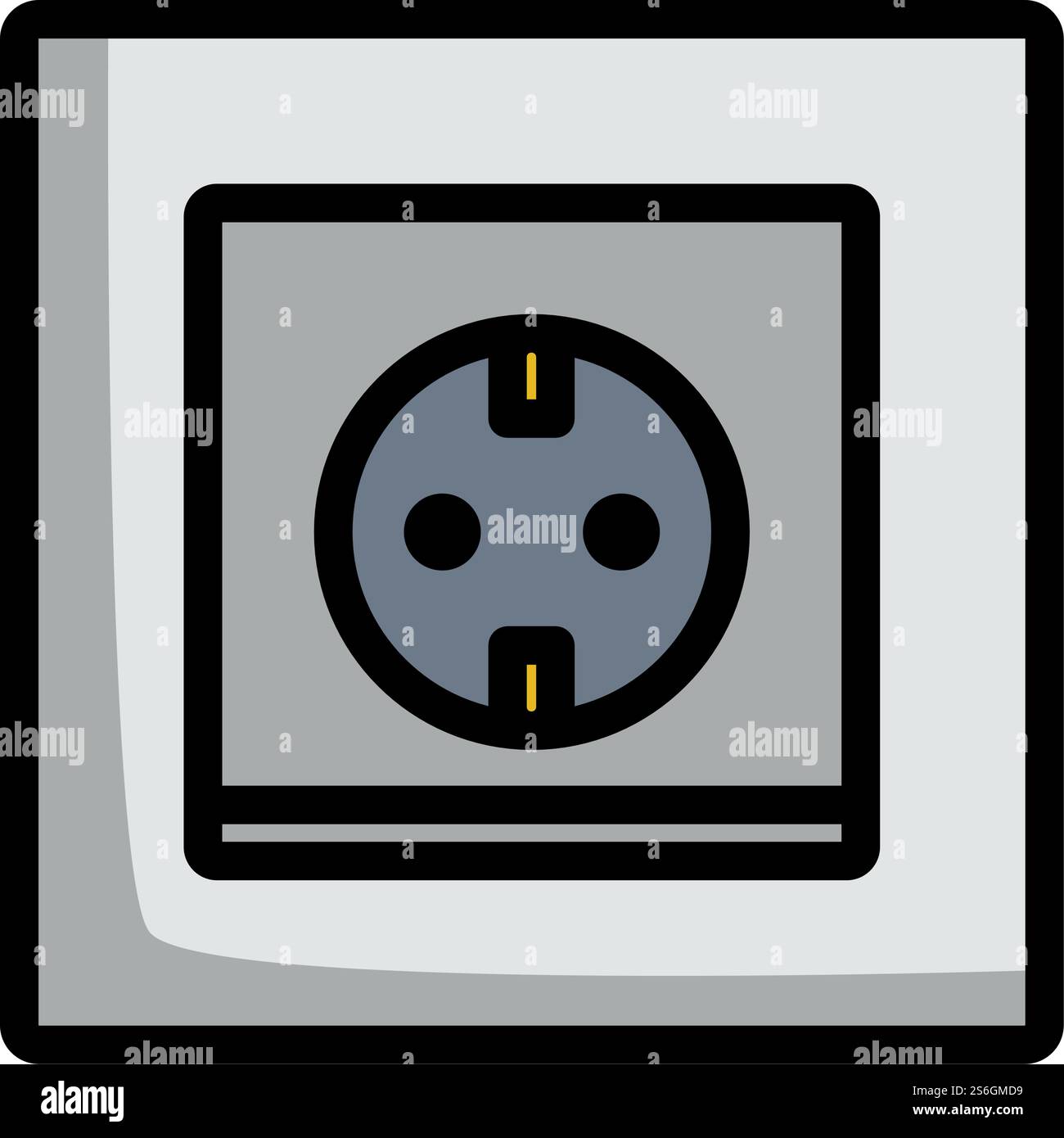 Europe Electrical Socket Icon. Editable Bold Outline With Color Fill ...
