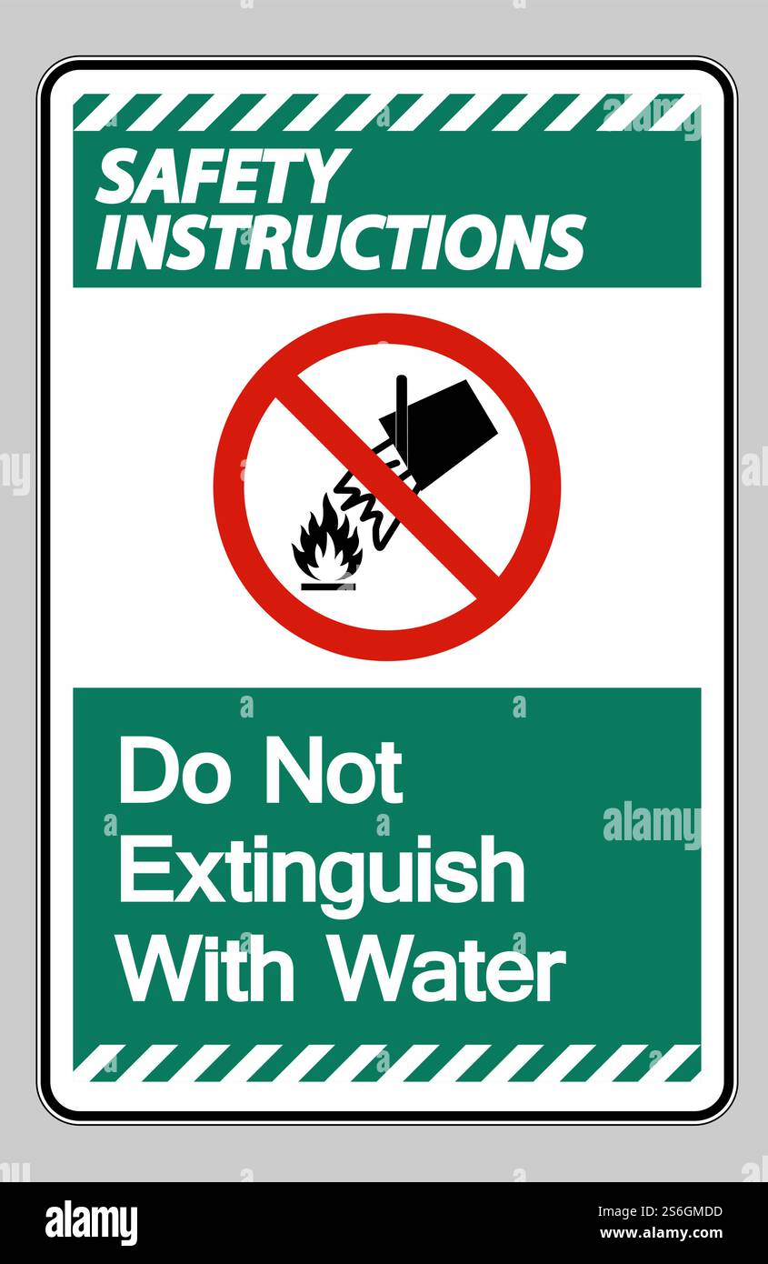Safety Instructions Do Not Extinguish With Water Symbol Sign On White Background Stock Vector ...