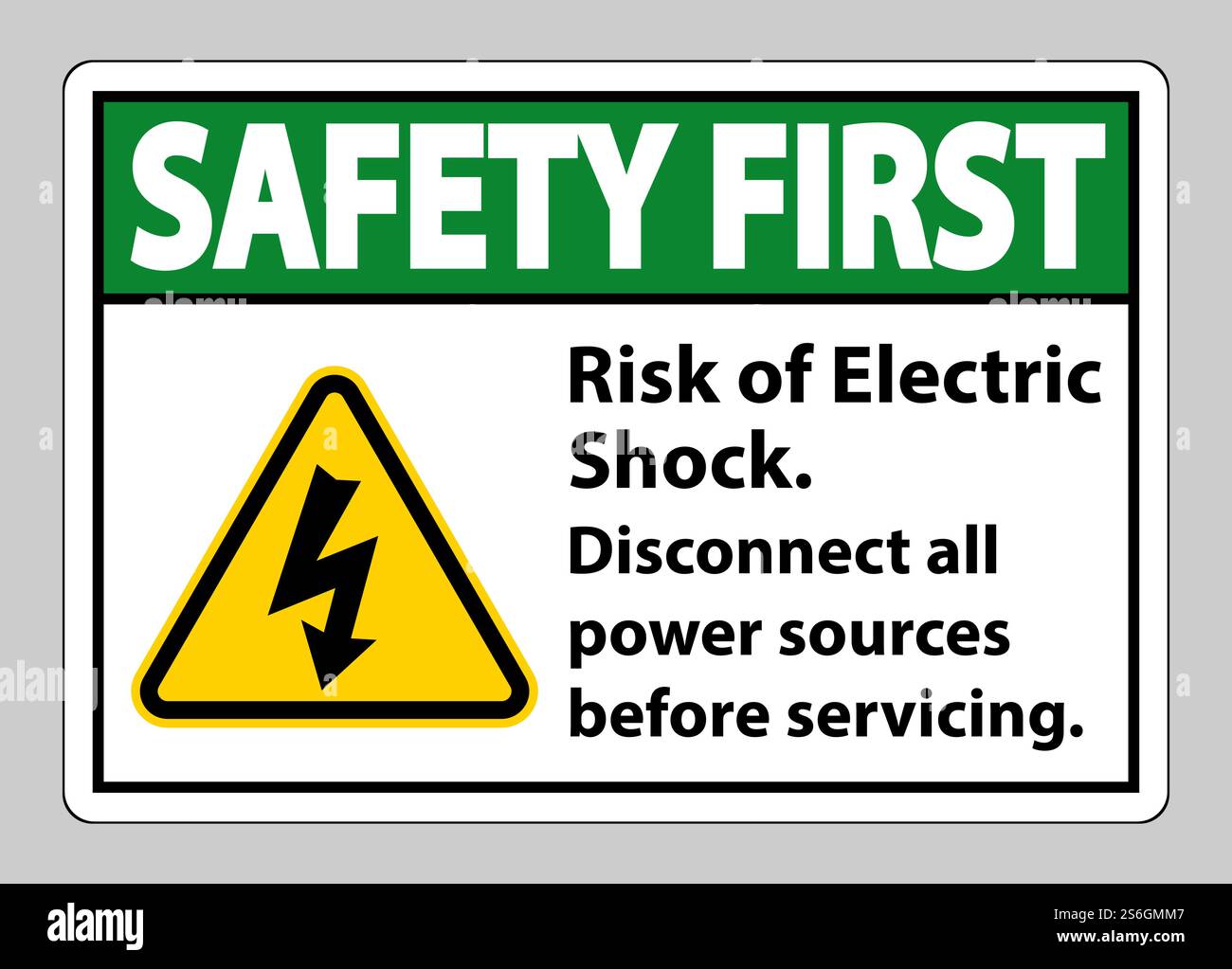 Safety first Risk of electric shock Symbol Sign Isolate on White ...