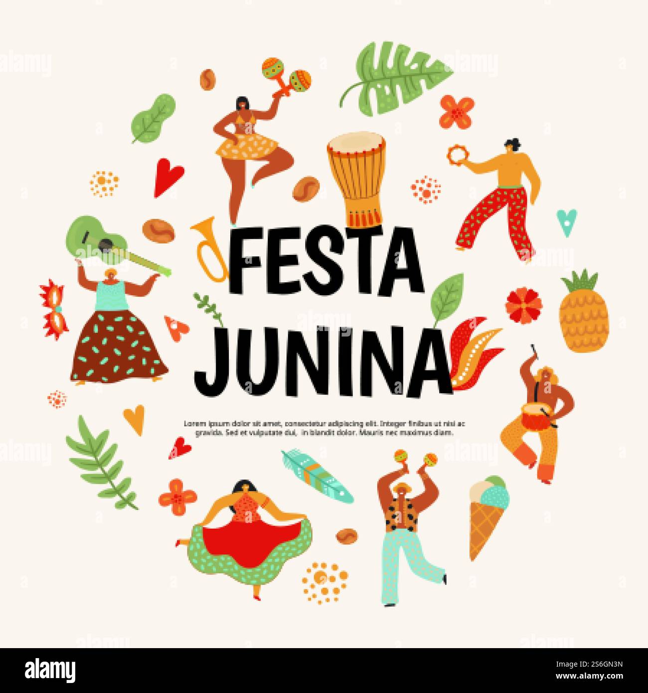 Festa Junina poster. Latin dancing party, traditional brazil carnaval ...