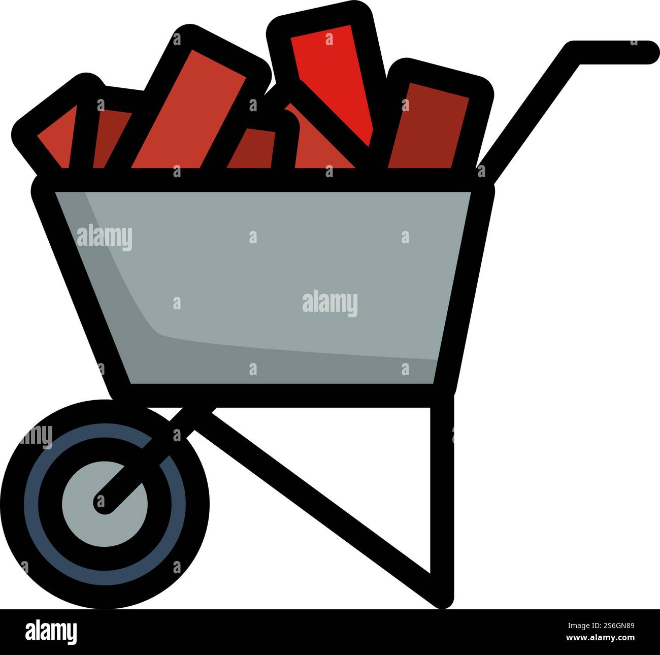 Icon Of Construction Cart. Editable Bold Outline With Color Fill Design ...