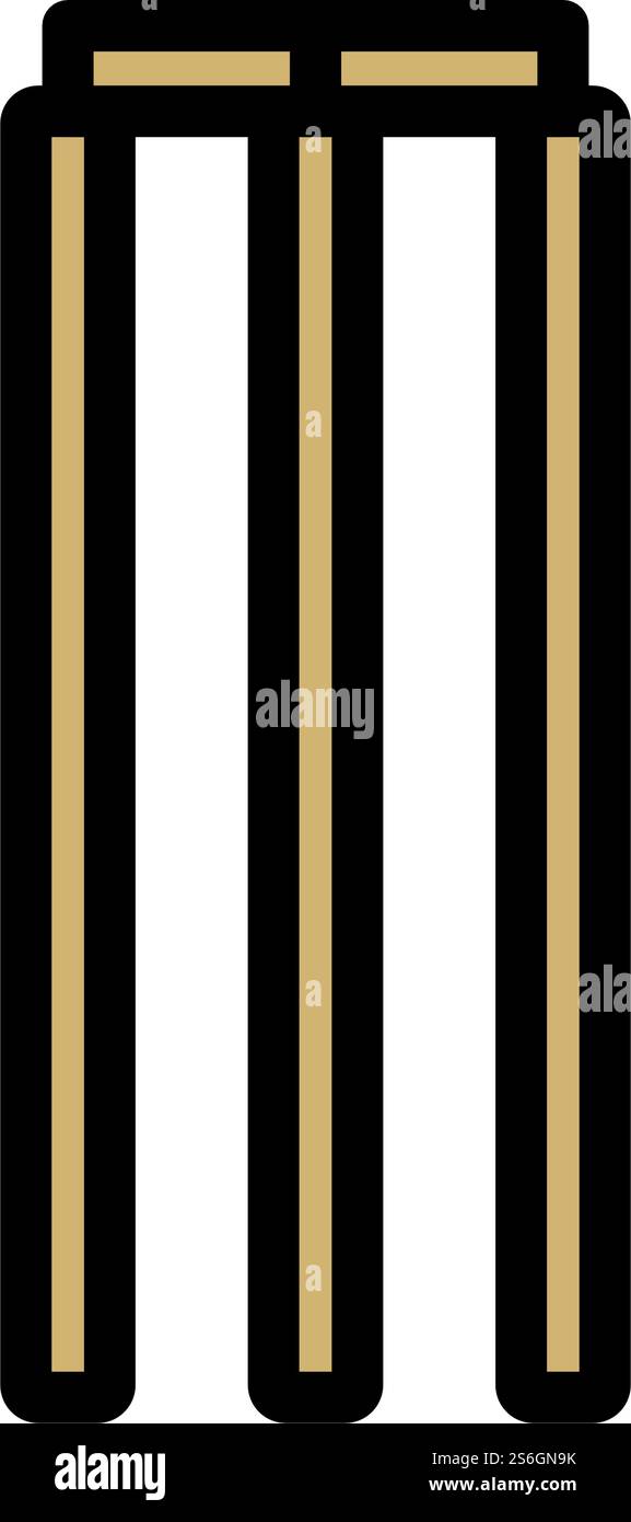 Cricket Wicket Icon. Editable Bold Outline With Color Fill Design ...