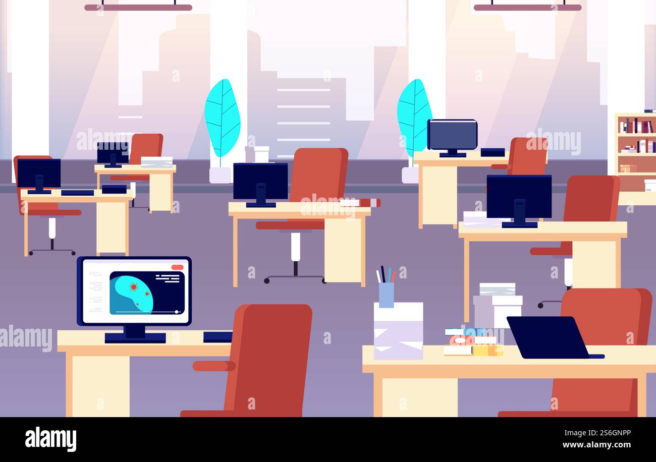 Empty office workstation Stock Vector Images - Alamy