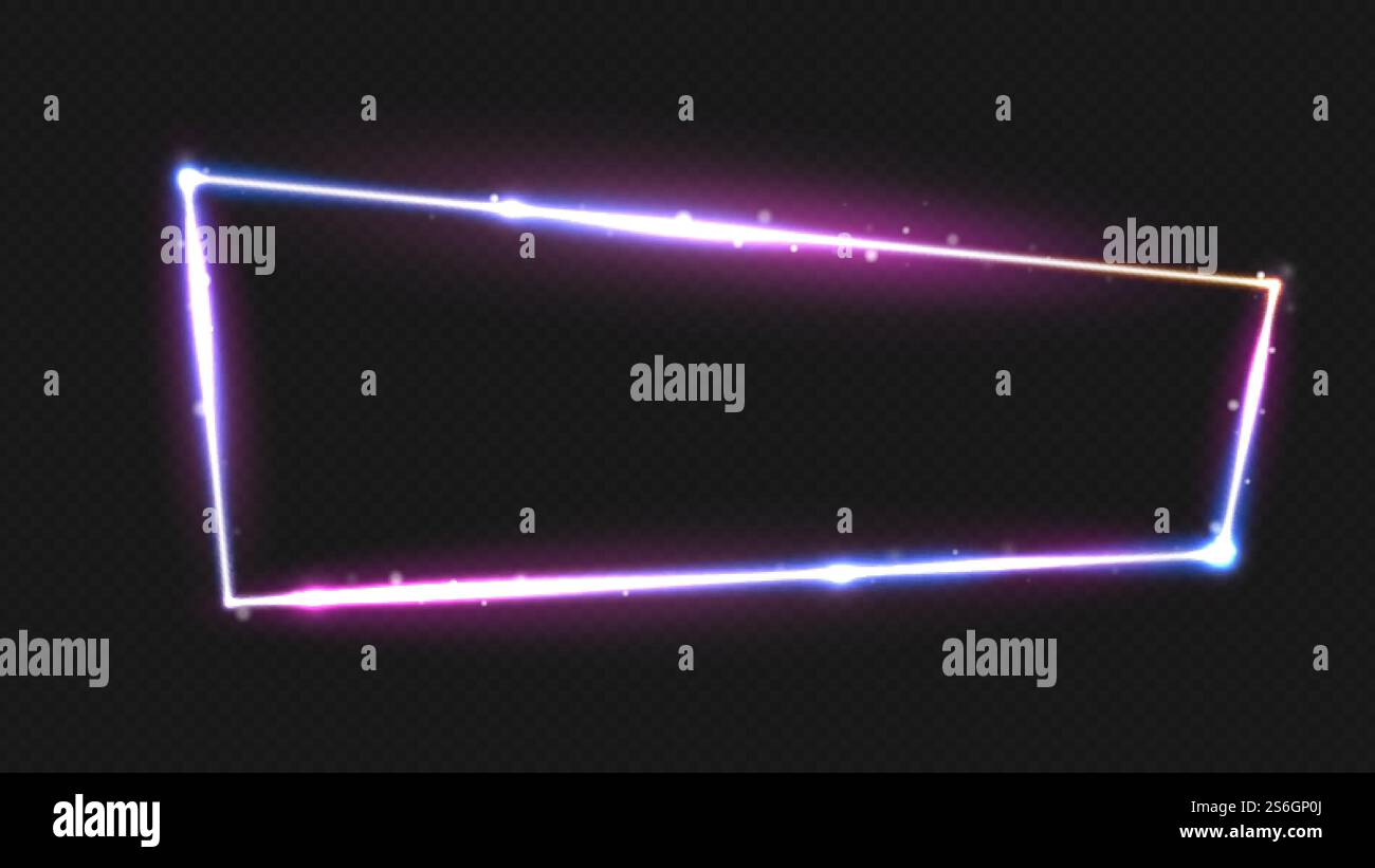 Glow frame. Neon lighting rectangle background. Night club border ...