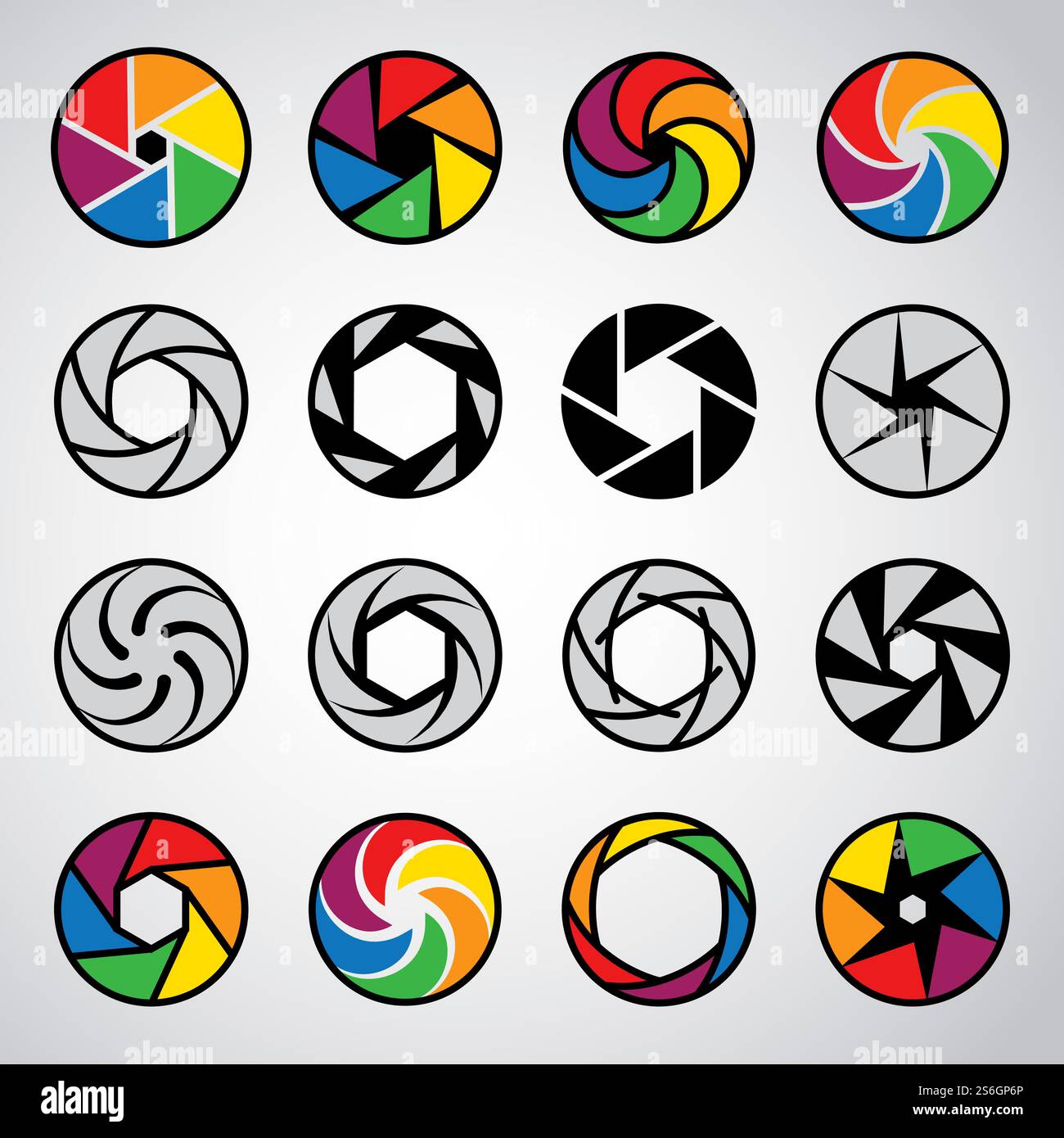 Camera lens. Digital shutter aperture lenses vector film symbols ...