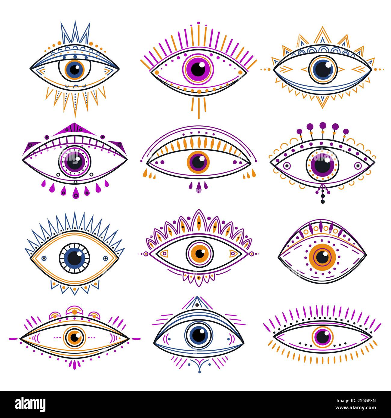 Eye of providence. Evil eyes, mystic esoteric symbols. Abstract occult ...