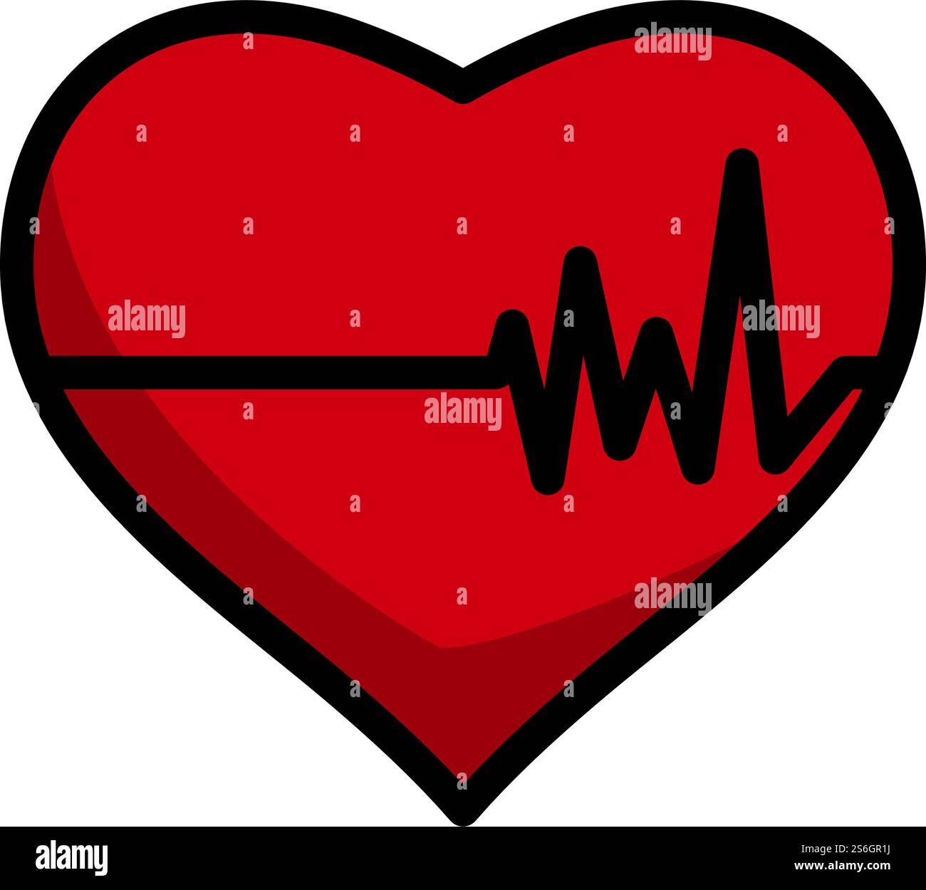 Icon Of Heart With Cardio Diagram. Editable Bold Outline With Color ...