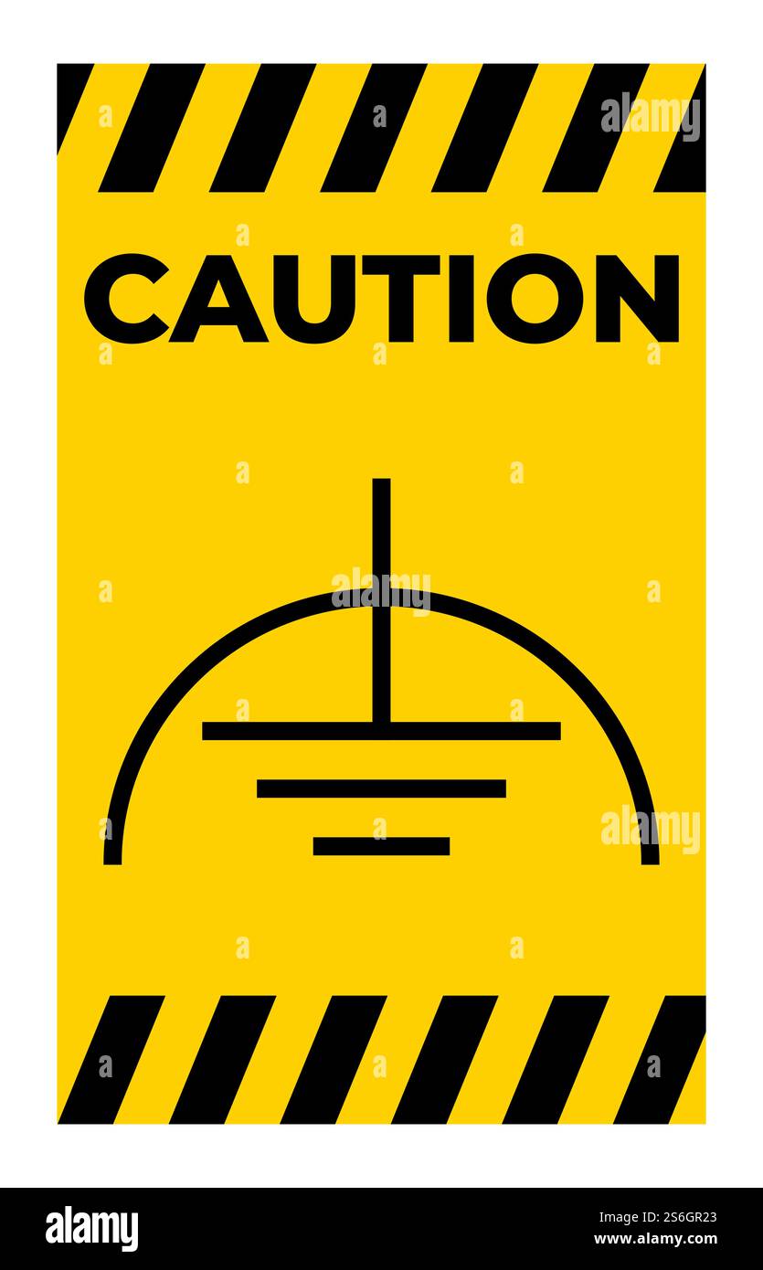 Caution Noiseless Earth Clean Ground Symbol Sign On White Background ...