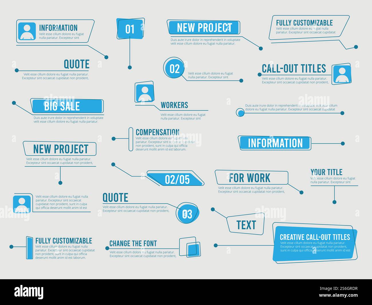 Callouts template. Digital info boxes with marketing text modern simple ...