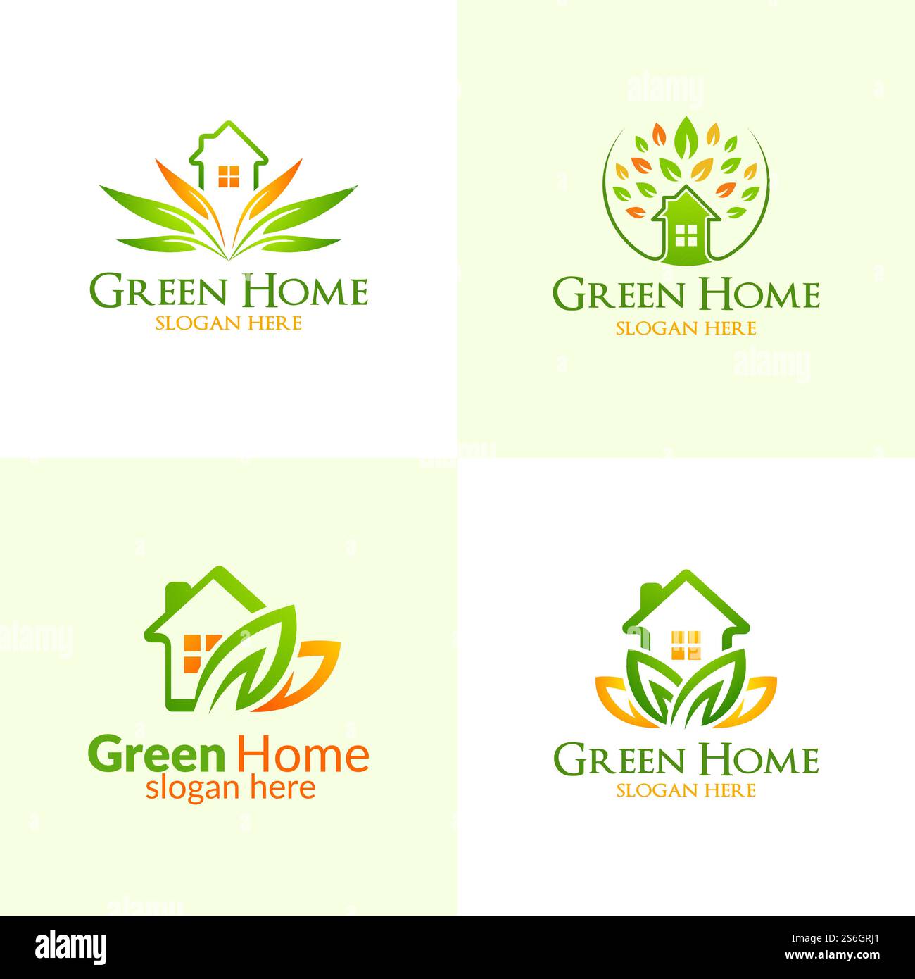 Real estate Logo with Green House Concept Stock Vector Image & Art - Alamy