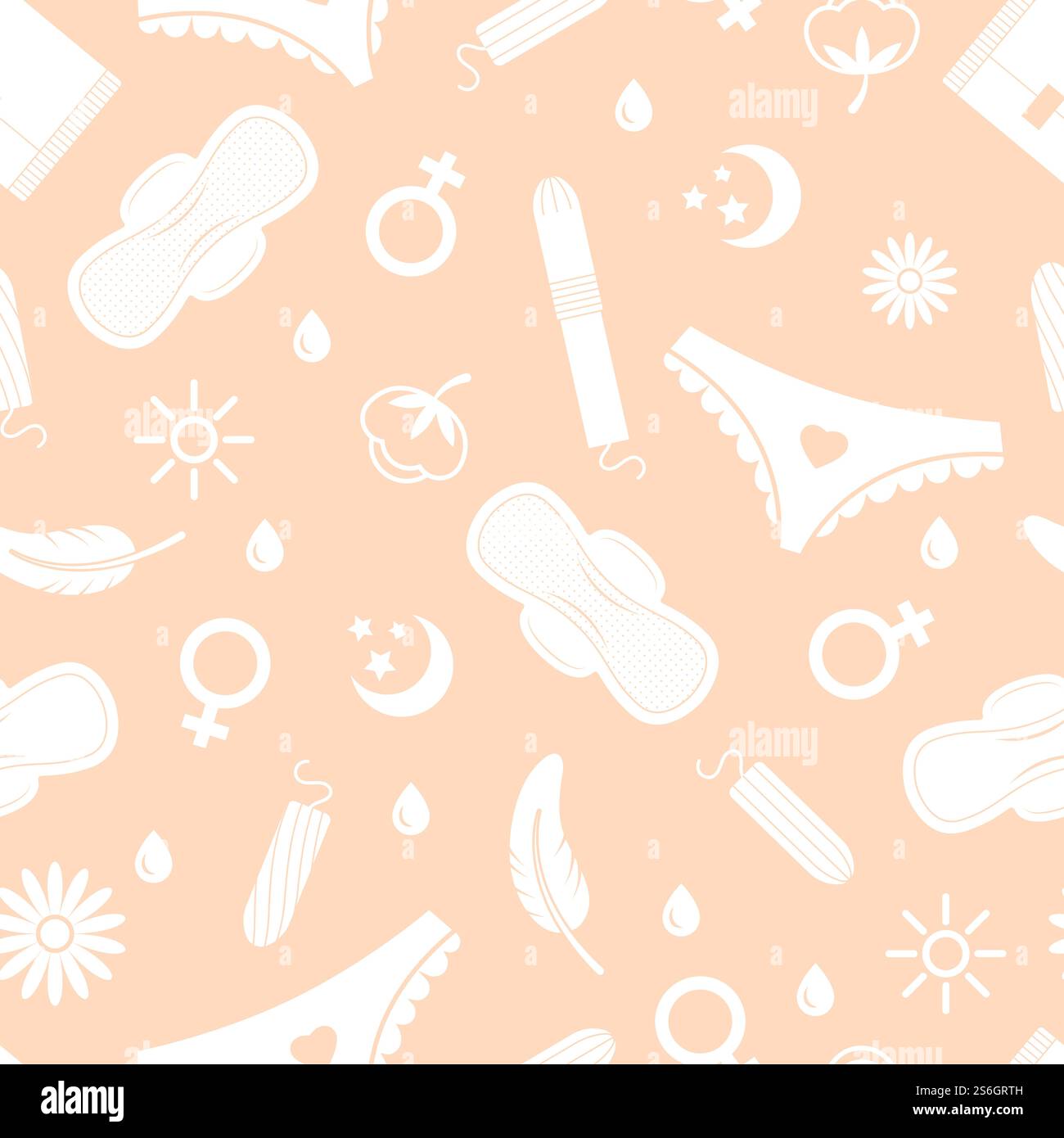 Woman hygiene seamless pattern. Menstruation elements. Pads, pants and ...
