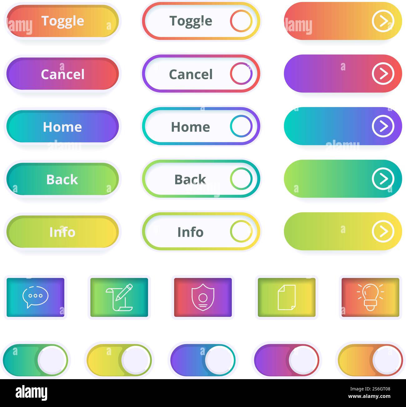 Colored gradient buttons. Game or website ui templates action app ...