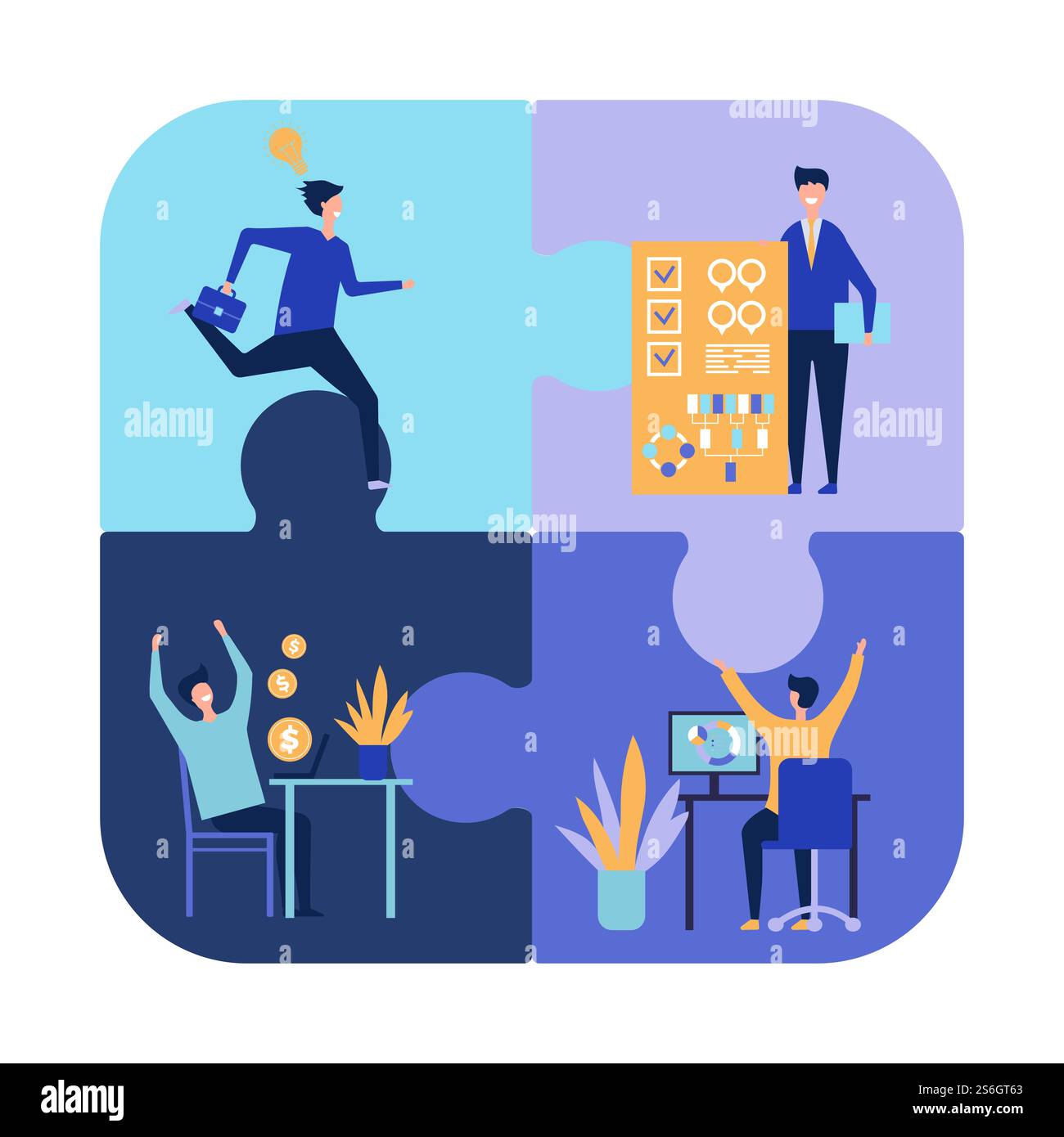Collaboration concept. Successful teamwork vector illustration. Flat ...