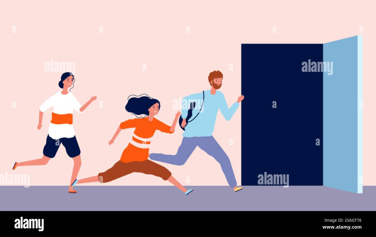 People run to open door being late hi-res stock photography and images ...