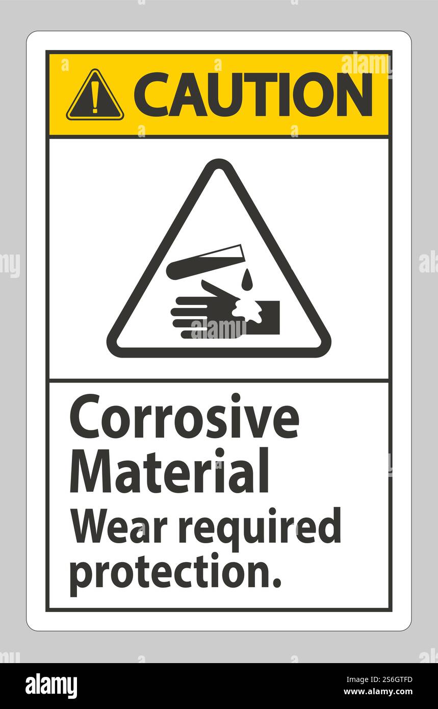 Caution Sign Corrosive Materials,Wear Required Protection Stock Vector ...
