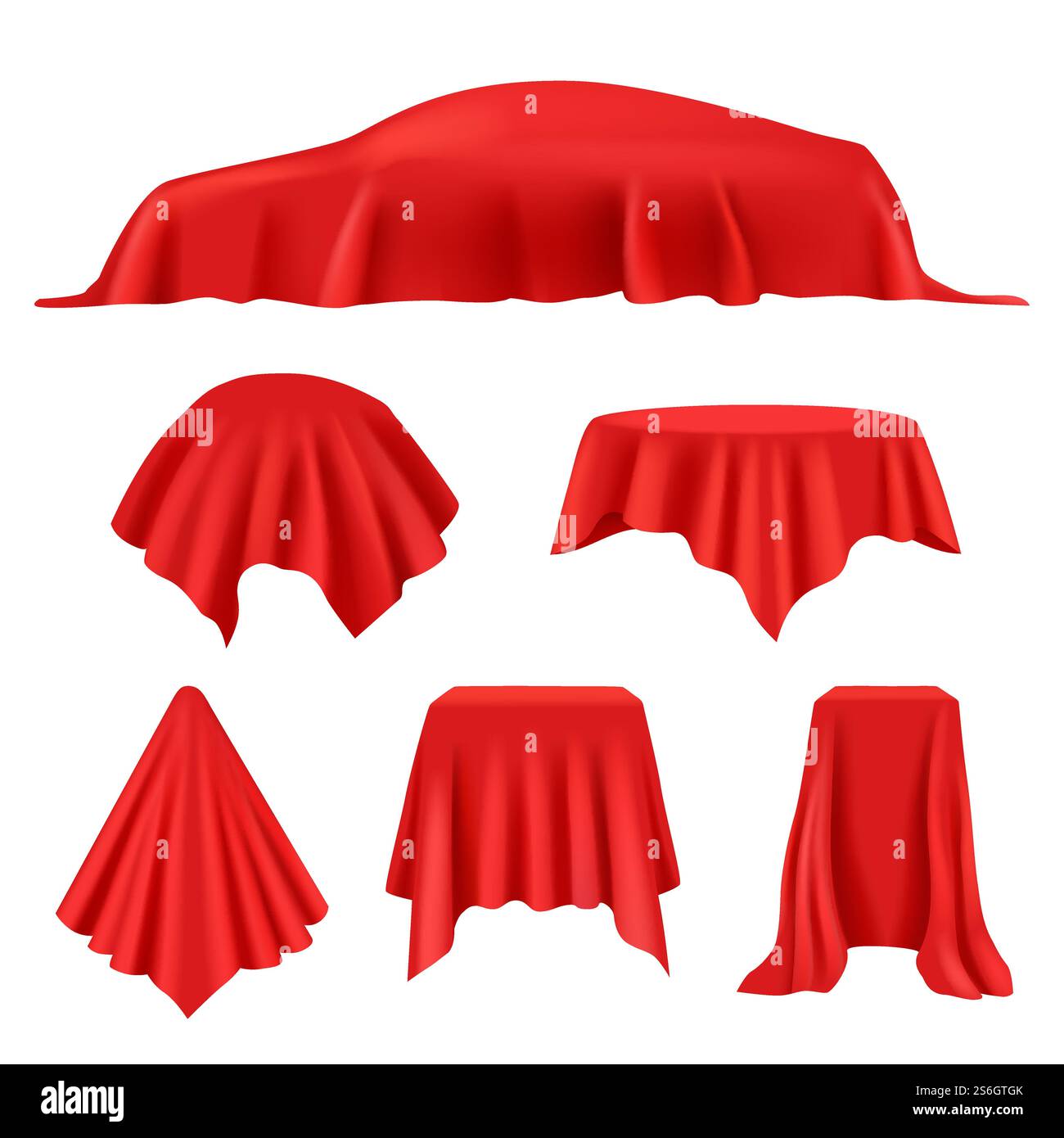 Red silk covered. Revealer cloth realistic exhibition curtains royal ...