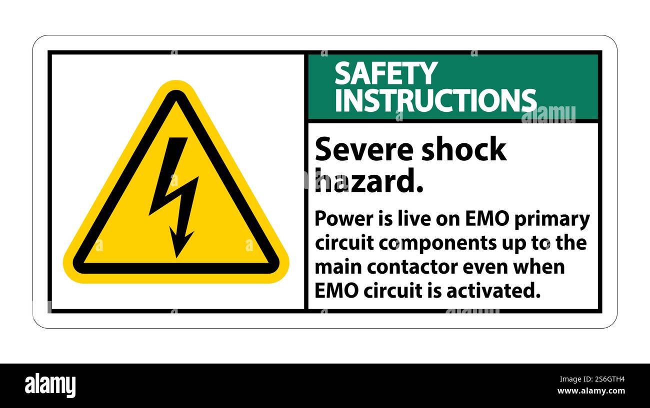 Safety Instructions Severe shock hazard sign on white background Stock ...