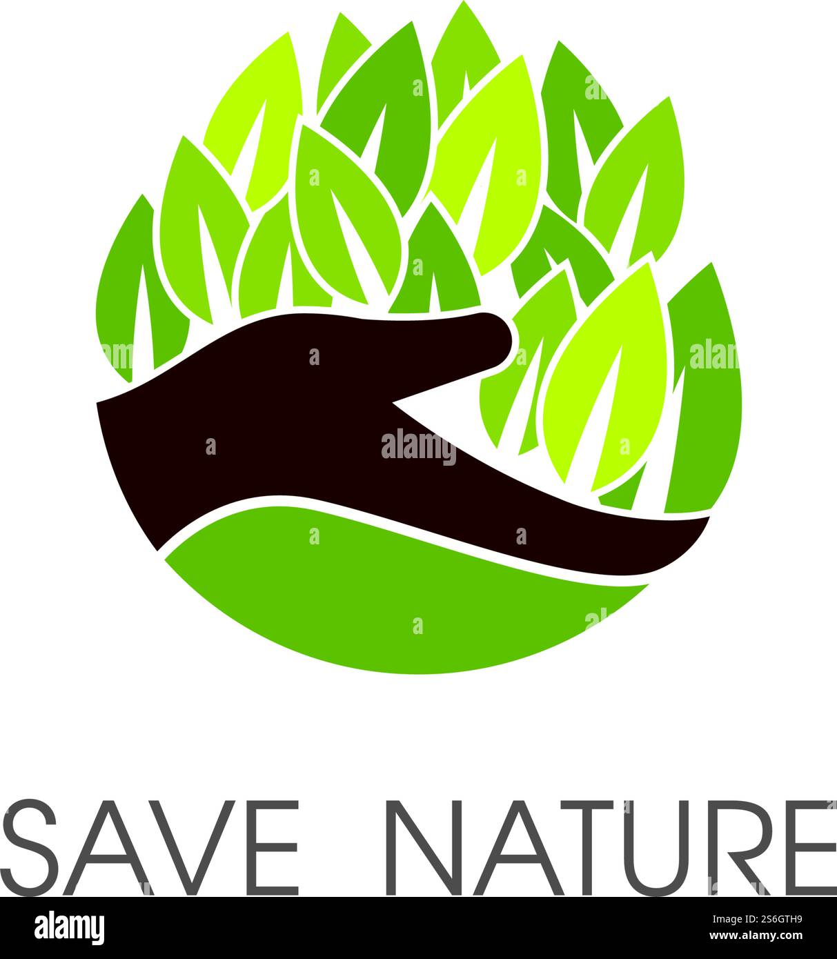 Save nature ecology logo hand and leaf illustration Stock Vector Image ...