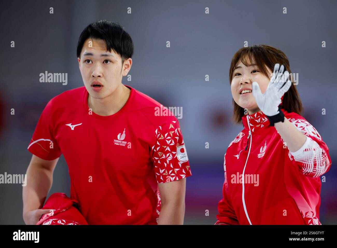 Turin, Italy. 13th Jan, 2025. (L to R) Taiki Kudo, Yui Ozeki (JPN ...