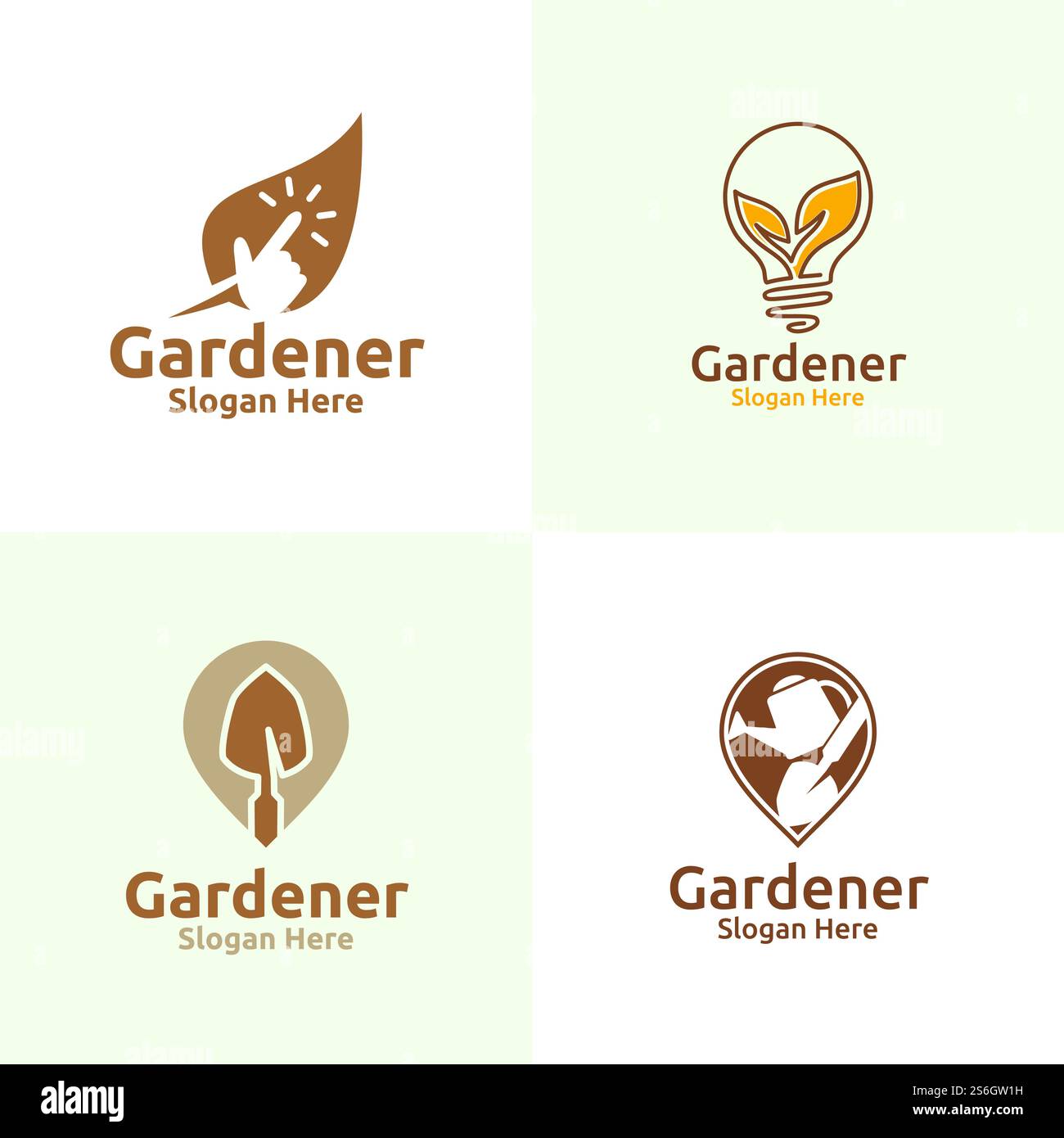 Organic Gardener Logo with Green Garden Environment or Botanical ...
