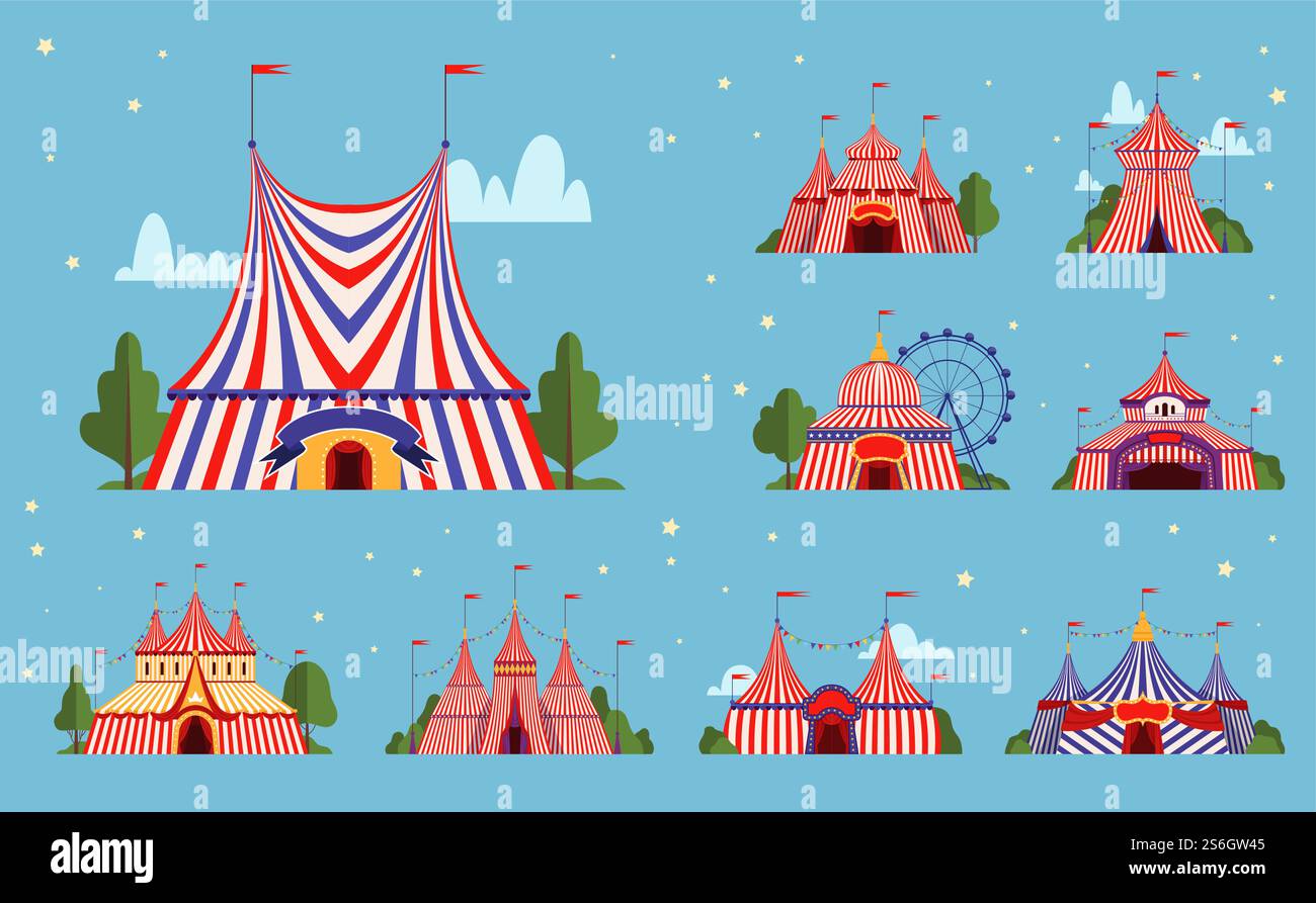 Circus tent. Festival events or party park tent with stripe lines ...