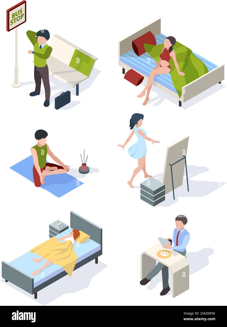 Female daily routine. Housewife making homework everyday processes ...