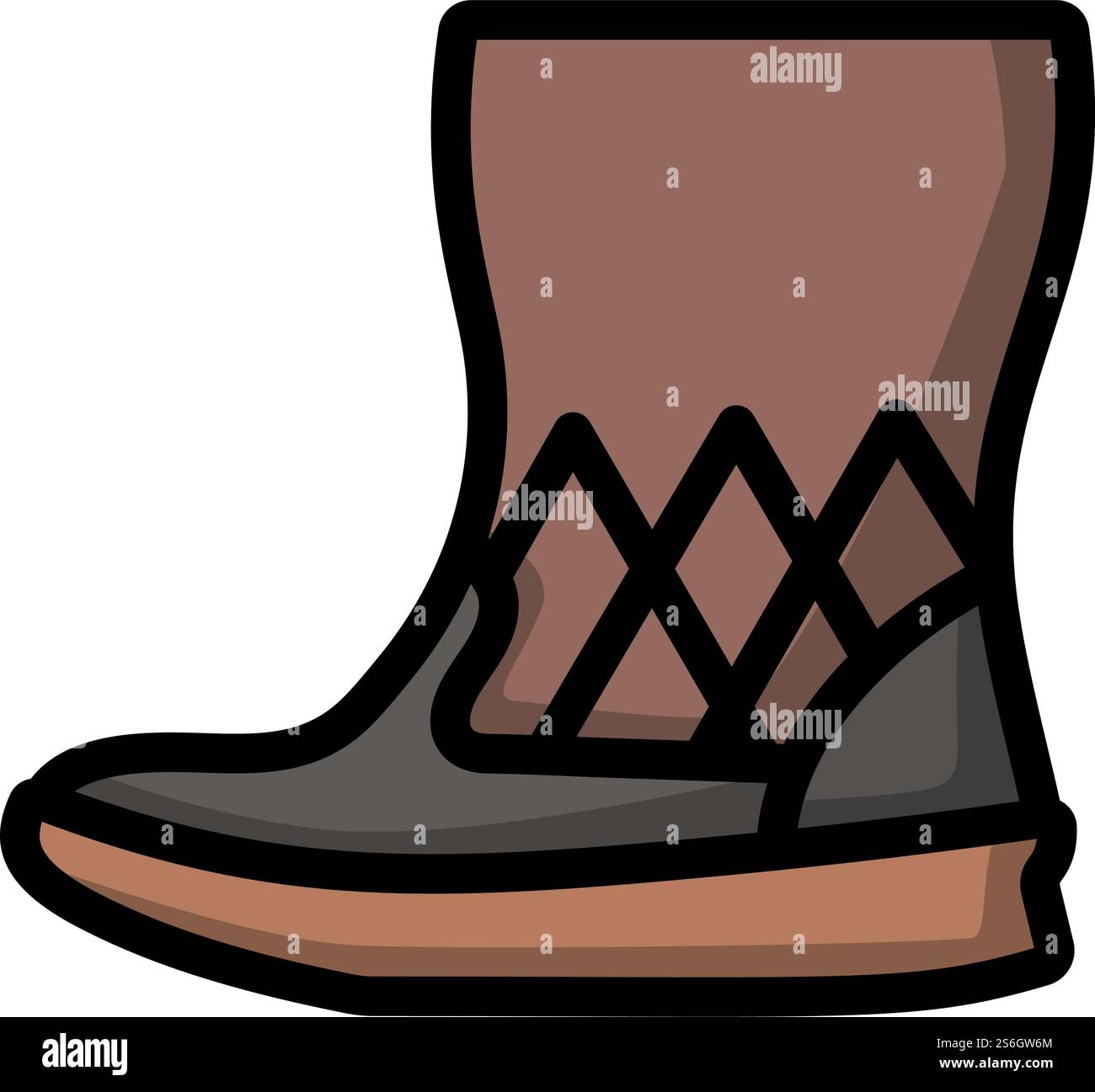 Woman Fluffy Boot Icon. Editable Bold Outline With Color Fill Design ...