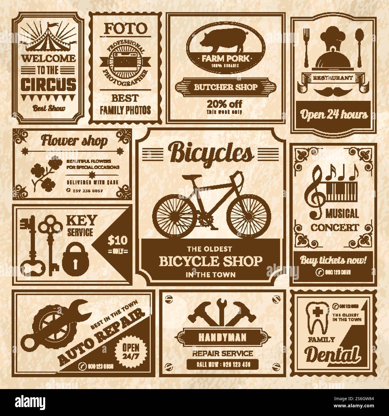 Old style press banners. Newspaper vintage template text ads framed ...