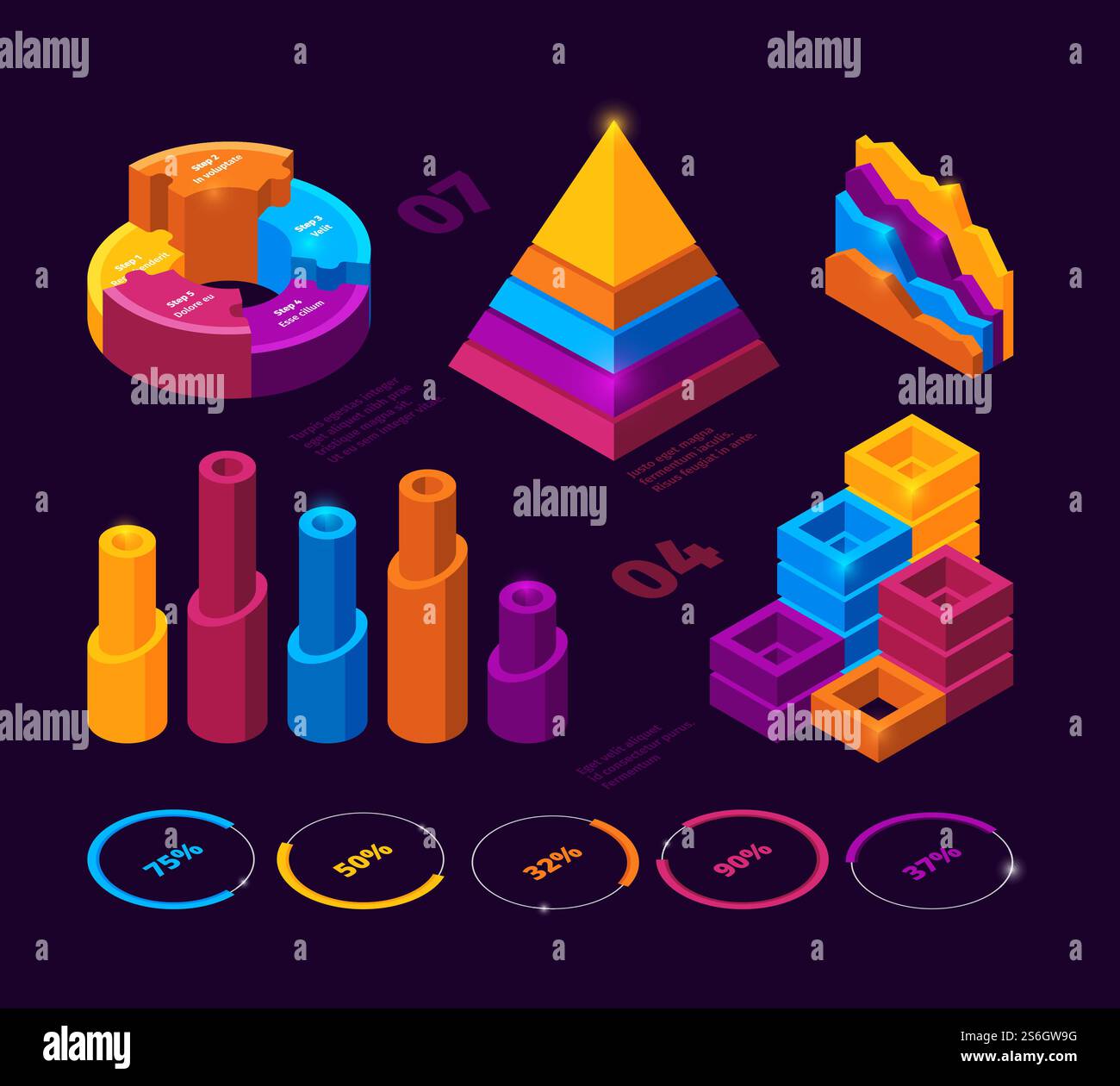 Futuristic infographic. Charts diagrams statistics bars vector business ...