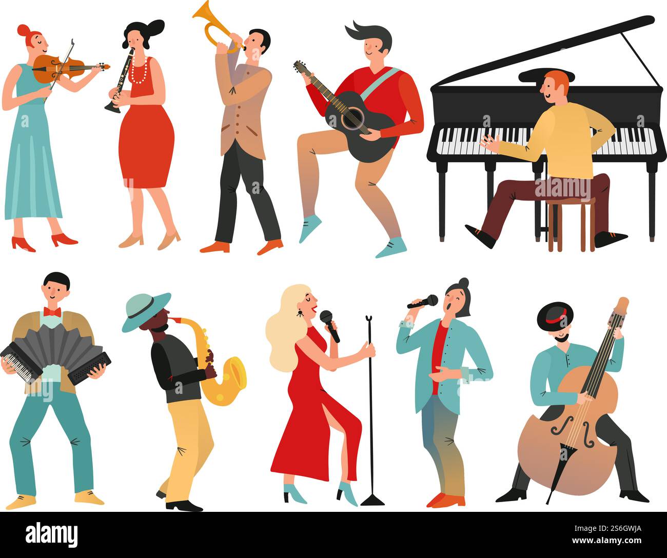 Musicians. Professional orchestra and musician band. Isolated people ...