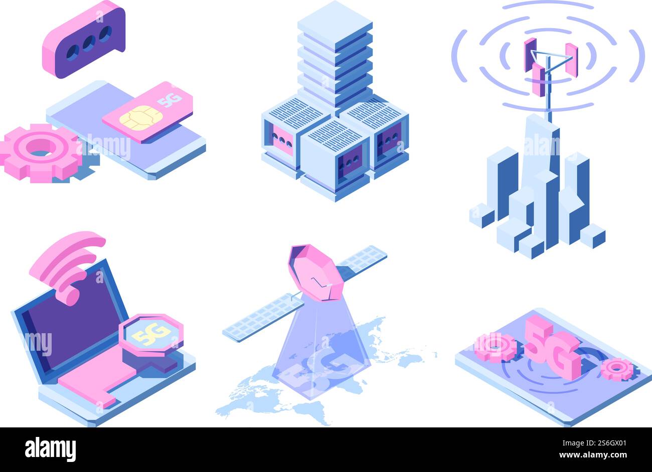 5g isometric. Telecommunication industrial innovation wireless world ...