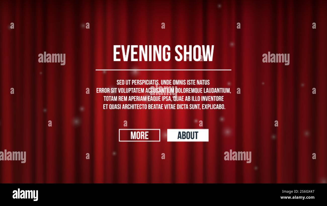 Closed curtains. Red satin theater curtains background. Show time ...