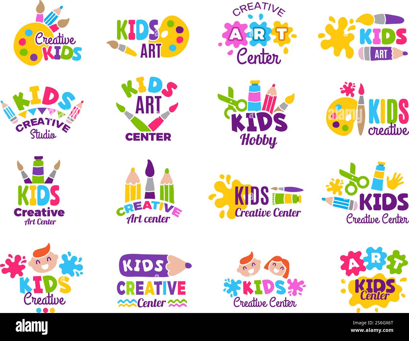 Creative kids logo. Craft and painting creativity class for children ...