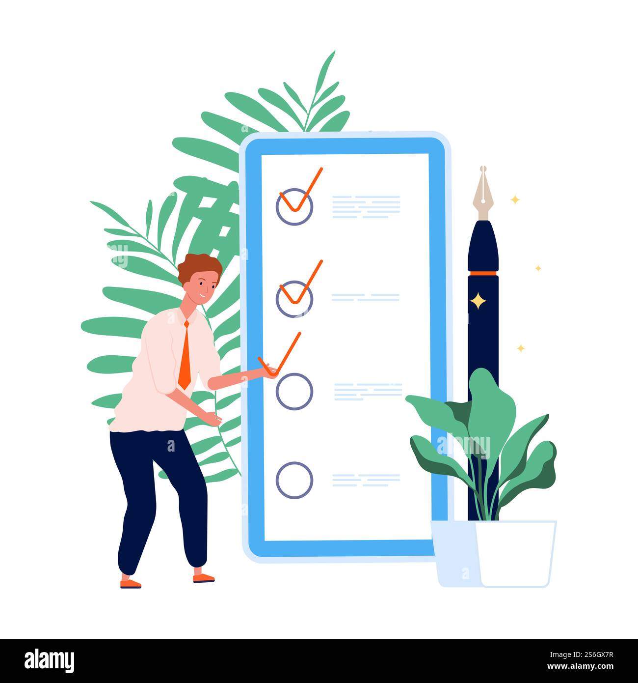 Time management. To do list, man and mobile planning. Self management ...