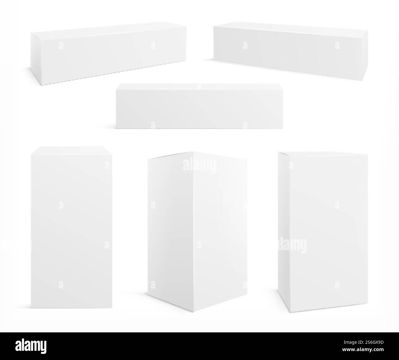 Realistic white box. Cosmetics packaging mockup, isolated paper packs ...