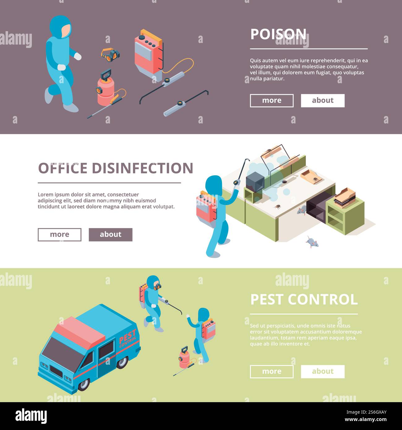 Pest. Safety chemical poison desinfection service vector banners ...
