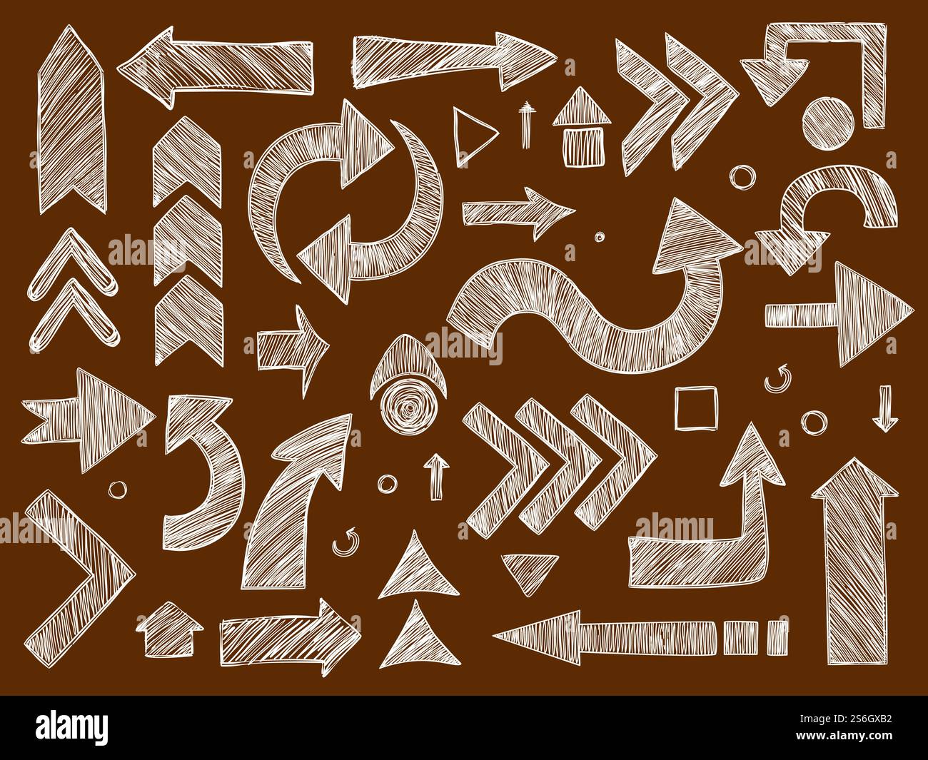 Arrows. Sketched chalkboard way direction symbols vector arrows set ...