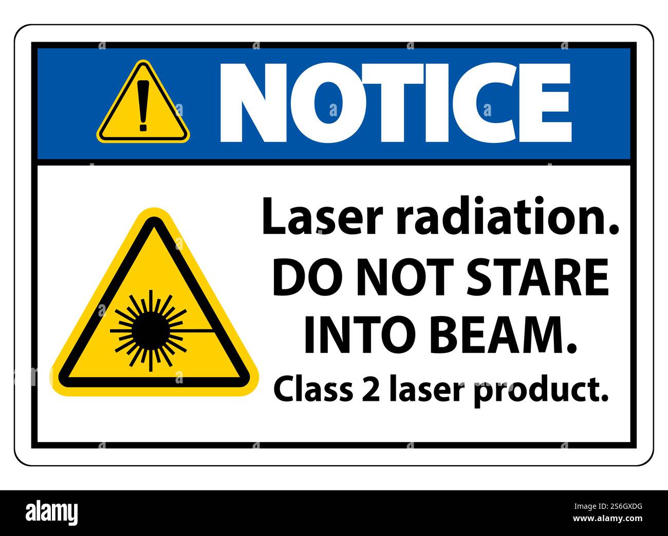 Notice Laser radiation,do not stare into beam,class 2 laser product ...