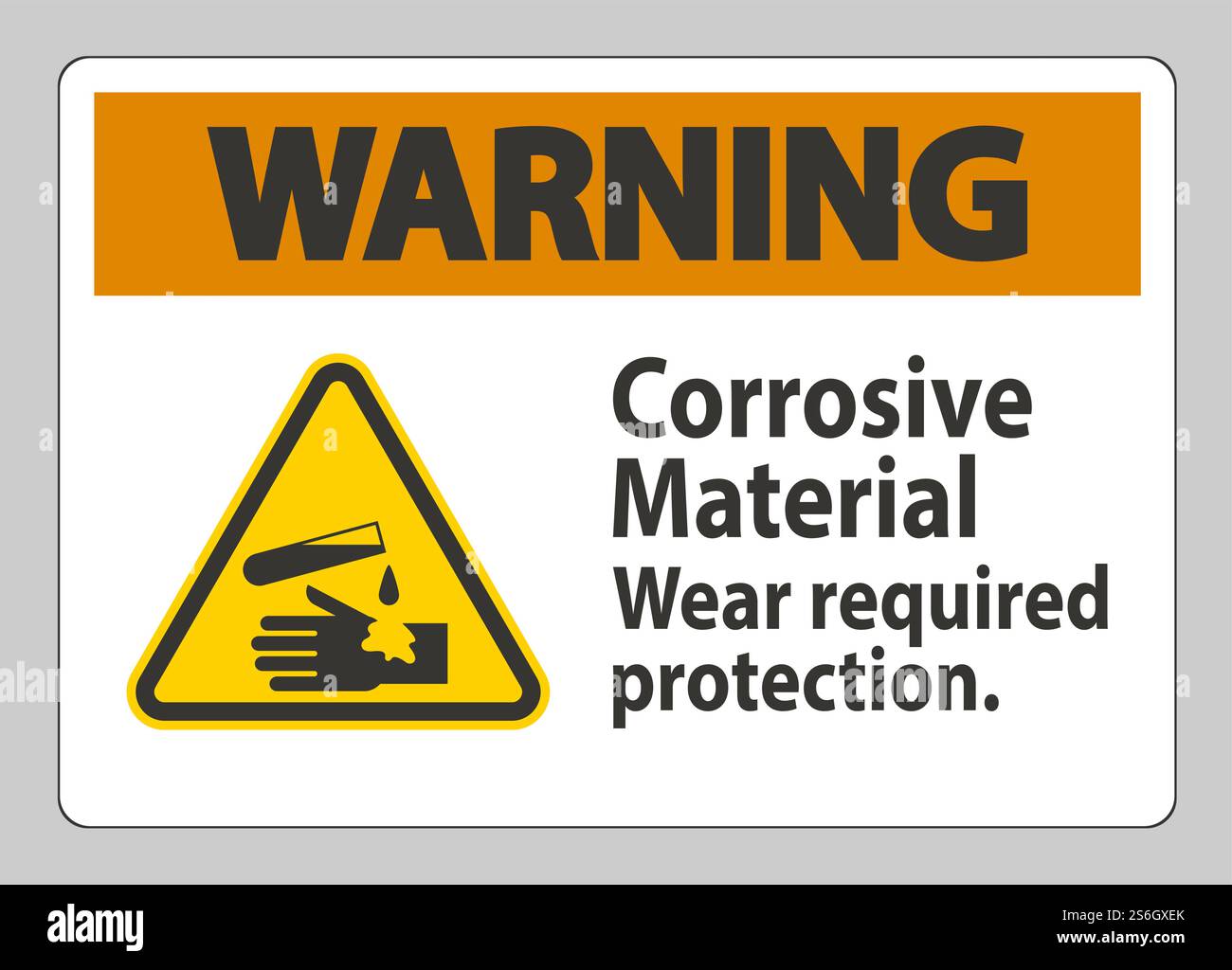 Warning Sign Corrosive Materials,Wear Required Protection Stock Vector ...