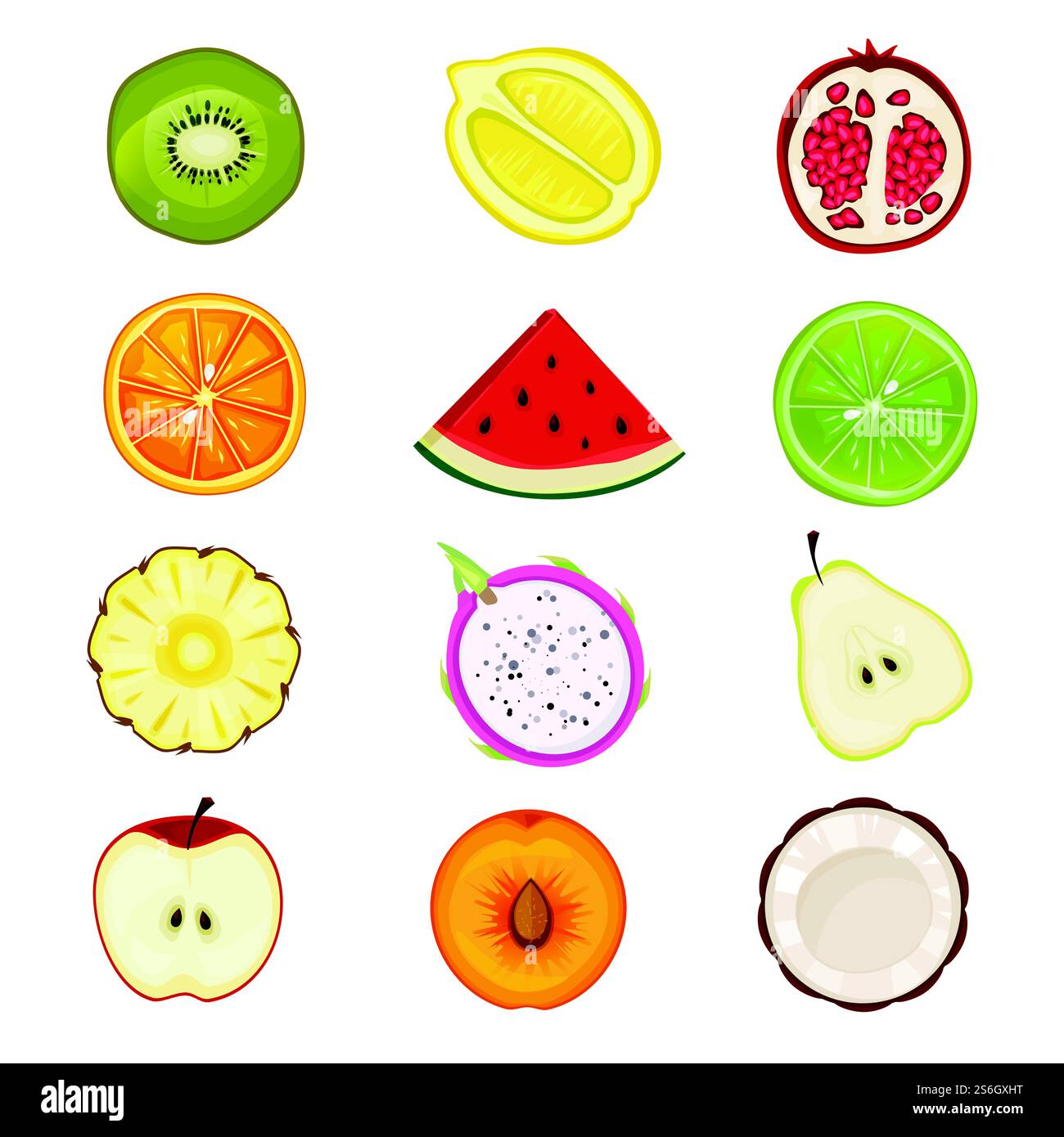 Half fruits. Apricot cherry strawberries peach healthy sliced natural ...